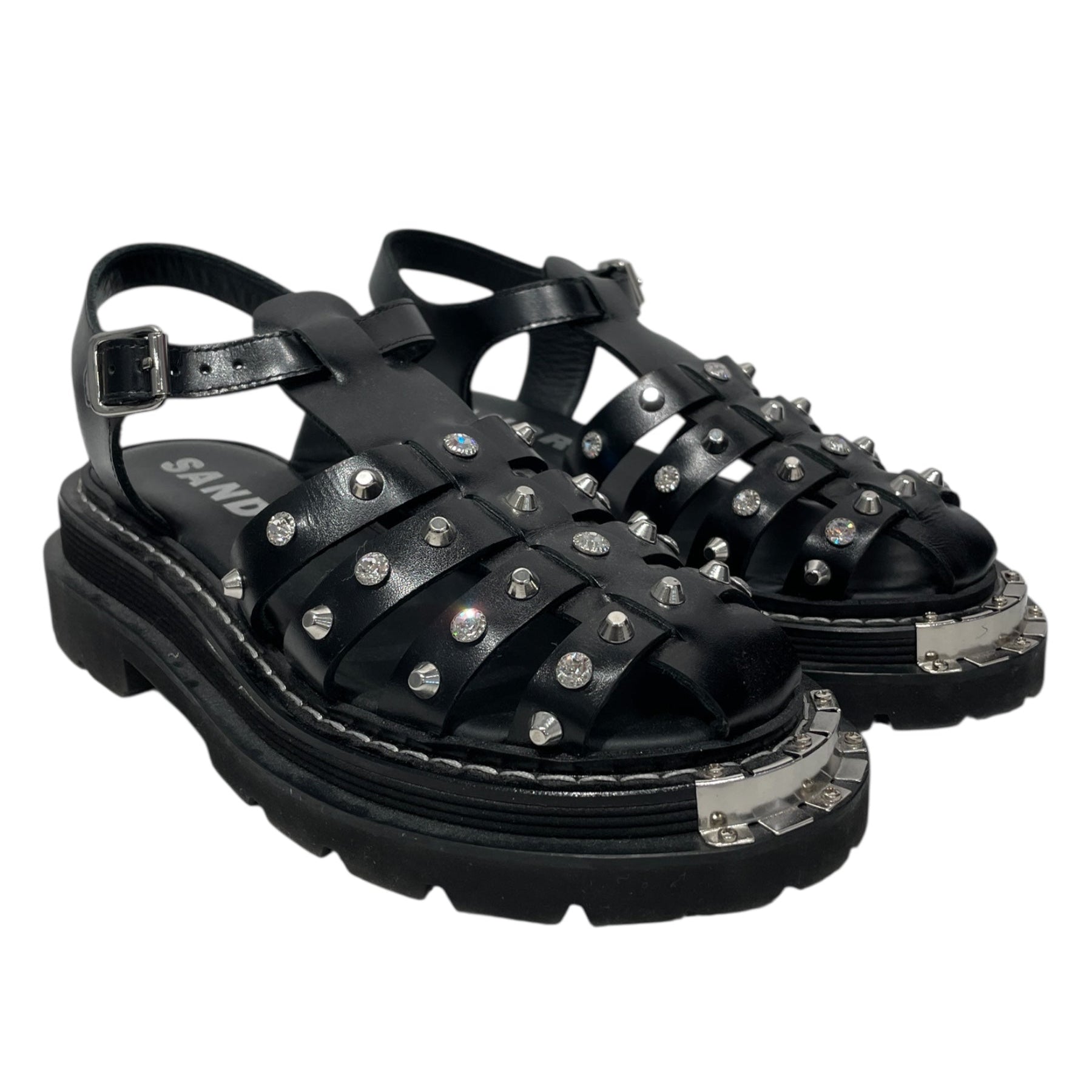 sandro/Sandals/EU 38/Leather/BLK/Studs/ – 2nd STREET USA