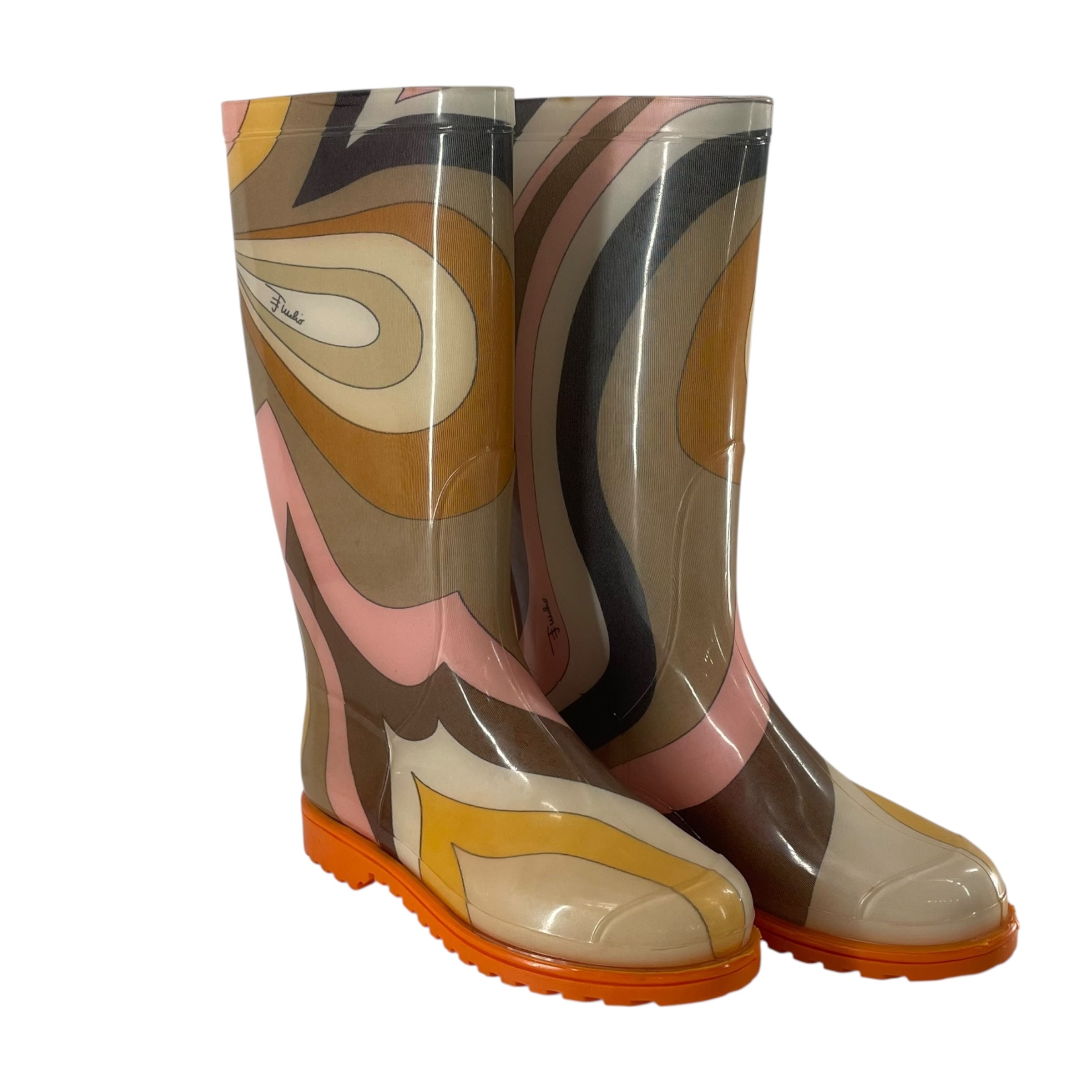 EMILIO PUCCI/Rain Boots/EU 36/All Over Print/BEG/ORANGE SOLE – 2nd ...