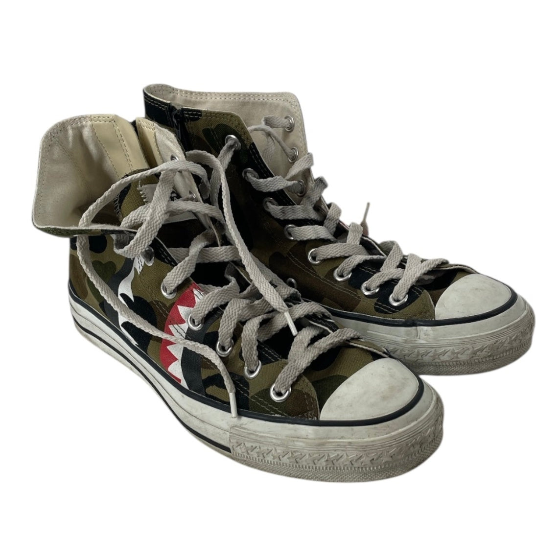 A BATHING APE/CONVERSE/Hi-Sneakers/US 9/Camouflage/GRN/BAPE SHARK CONV ...