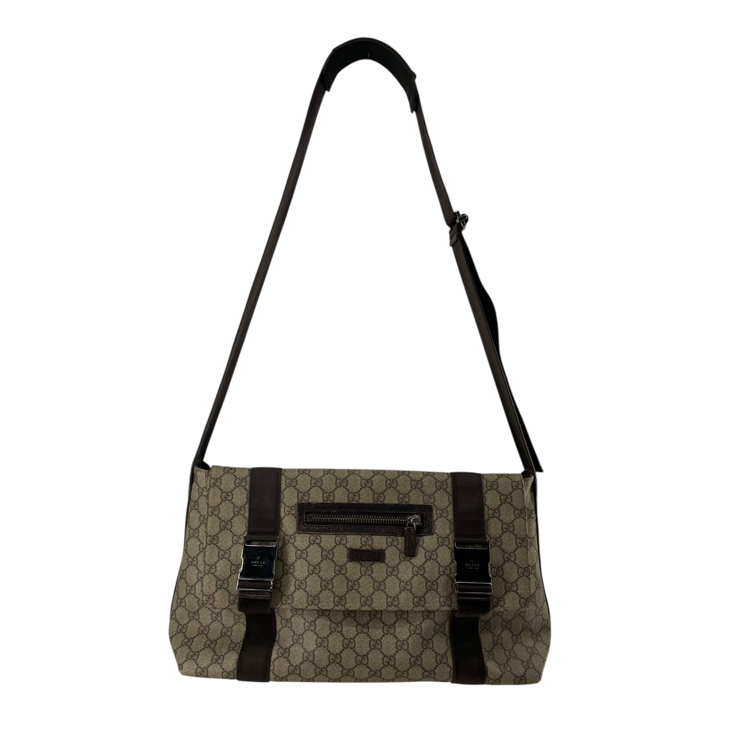 GUCCI/Bag/Monogram/Leather/KHK/DOUBLE SLV CLIPS – 2nd STREET USA