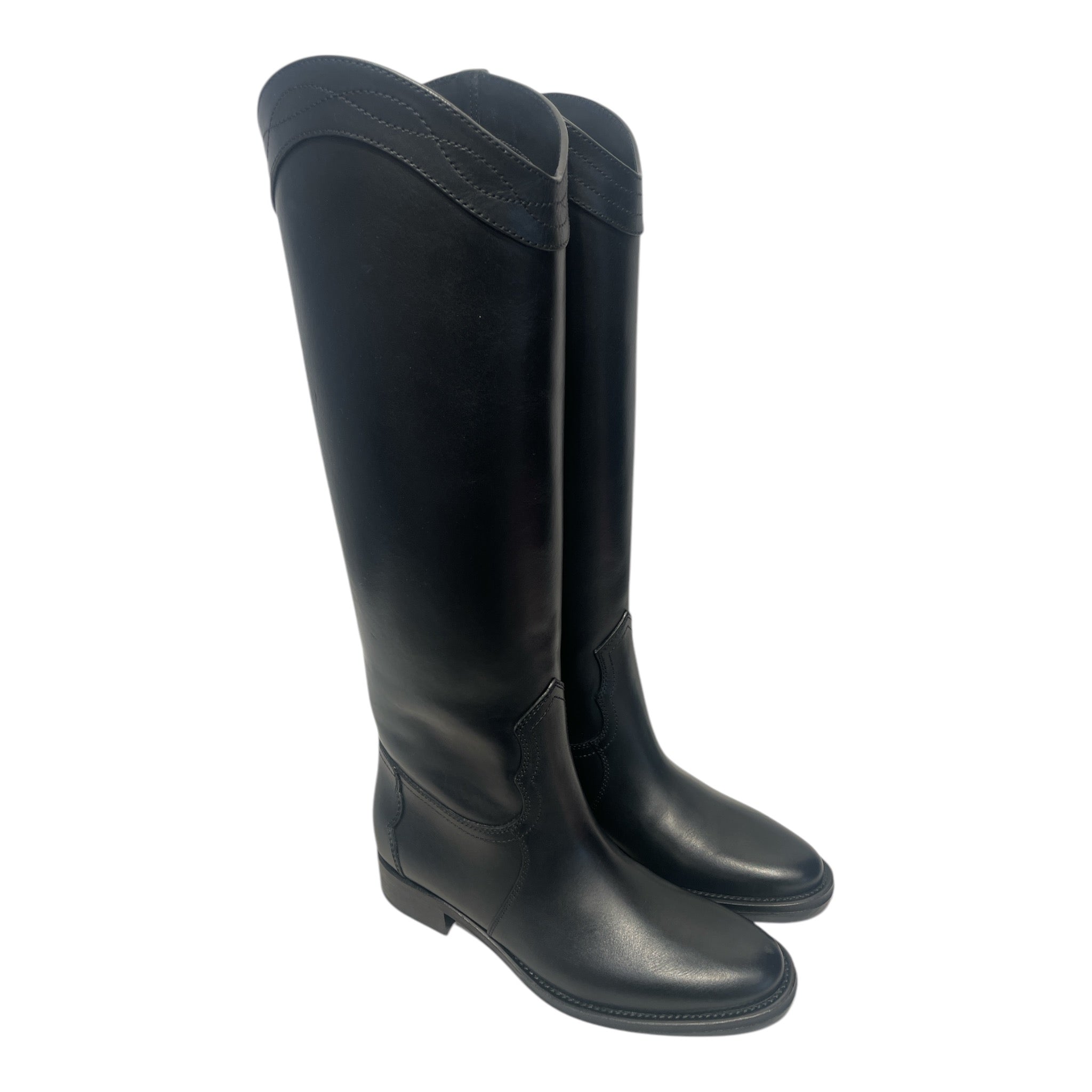 SAINT LAURENT/Western Boots/ITL 40/Leather/BLK/Tall Leather Cowboy Boo ...