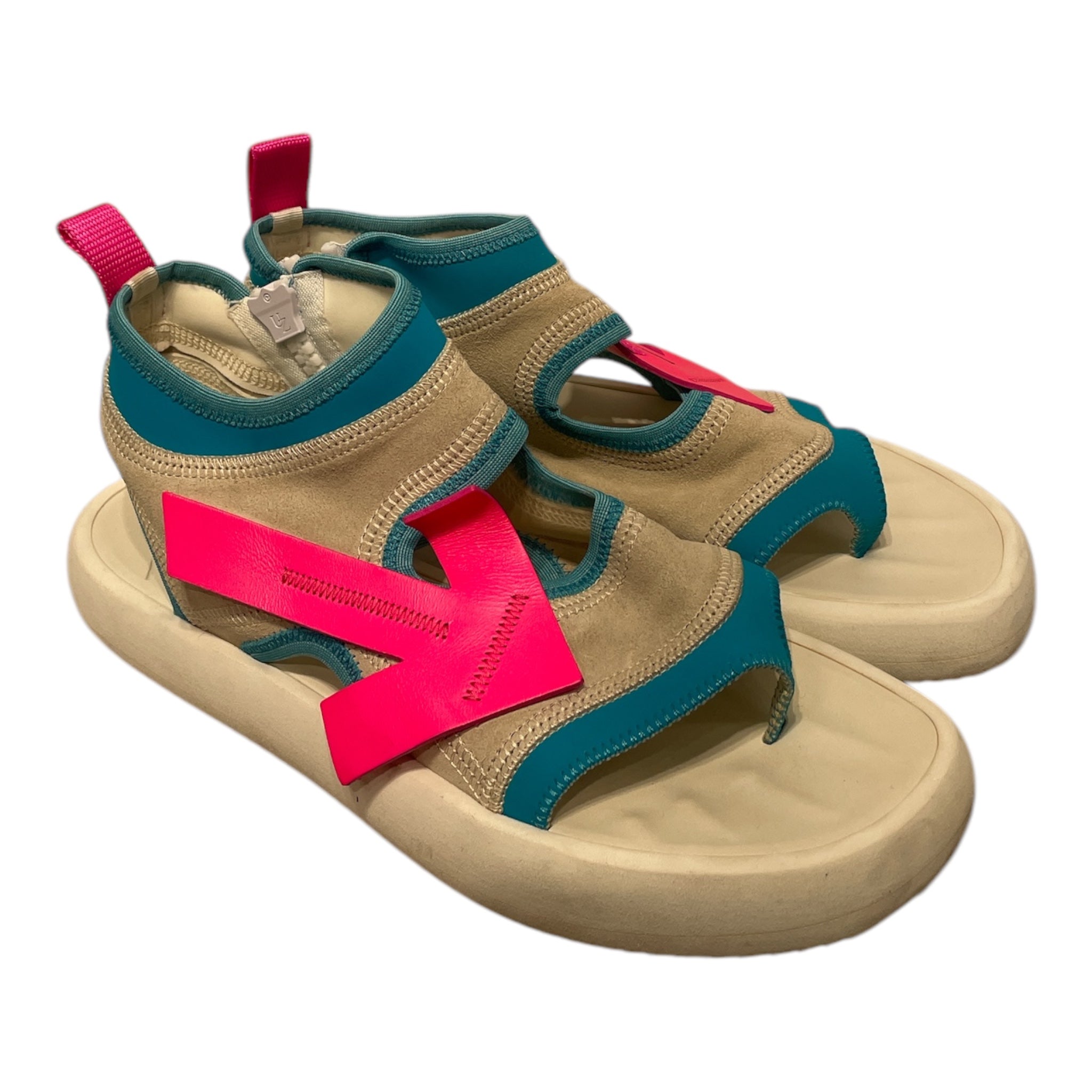OFF-WHITE/Sandals/EU 39/Leather/MLT/Fluo Arrow Suede Thong Sandals ...