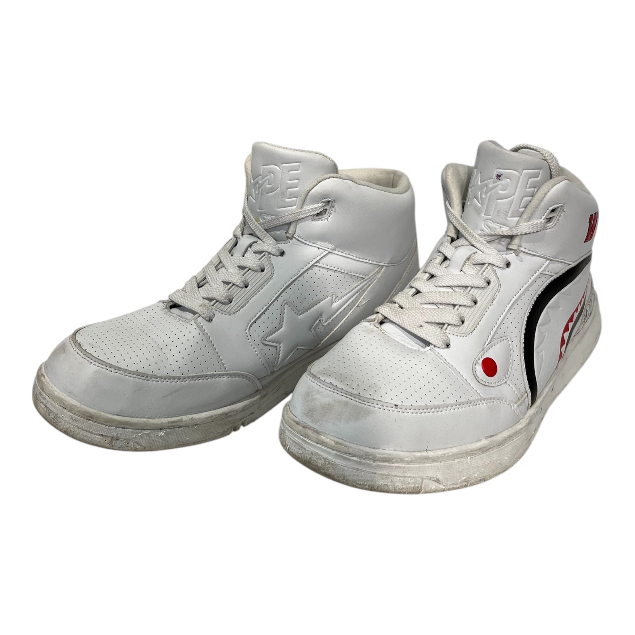 BAPE STA!/Hi-Sneakers/US 13/Leather/WHT/bape cloudsta face on side ...