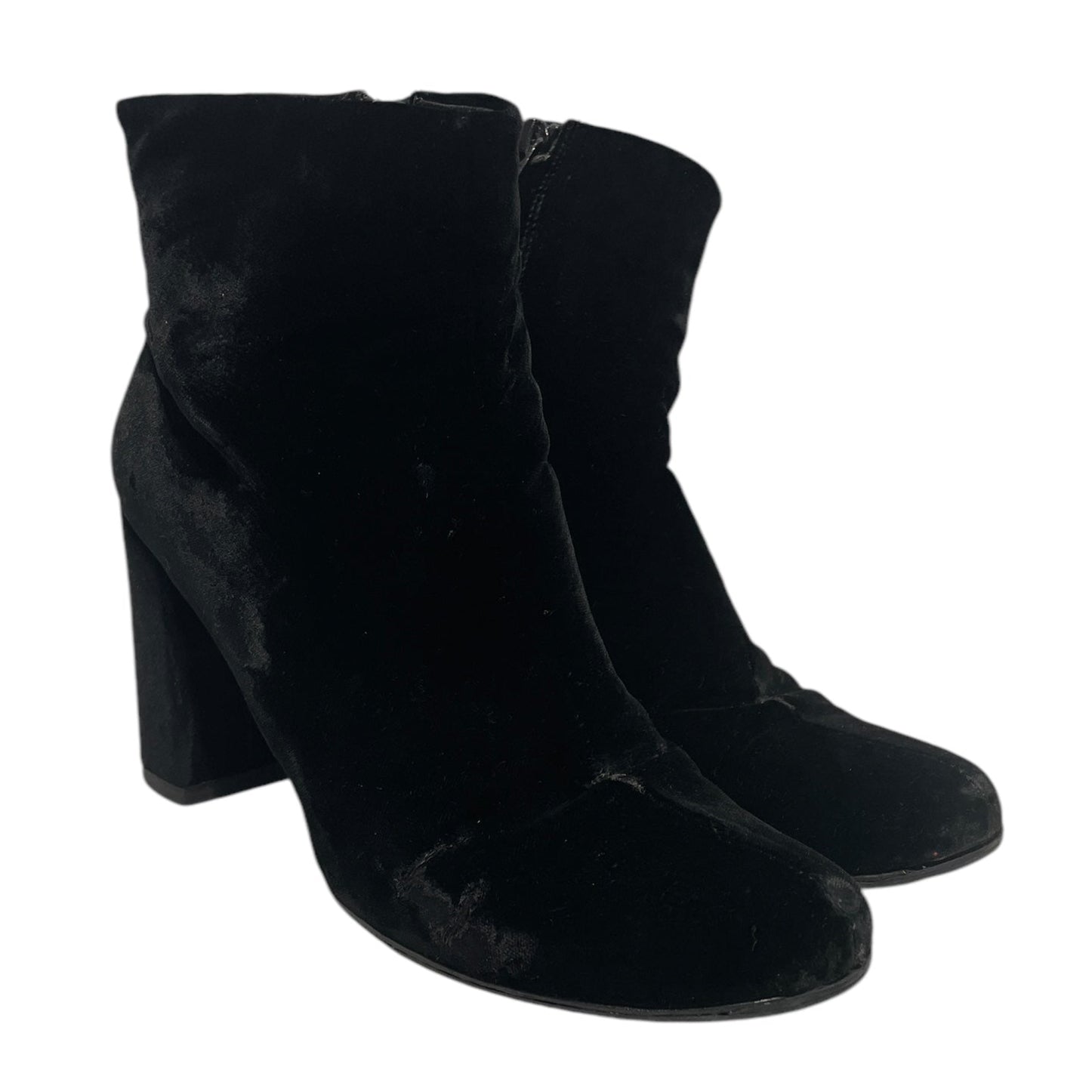 SAINT LAURENT/Booties/EU 38/Velour/BLK/Velvet heeled boot – 2nd STREET USA