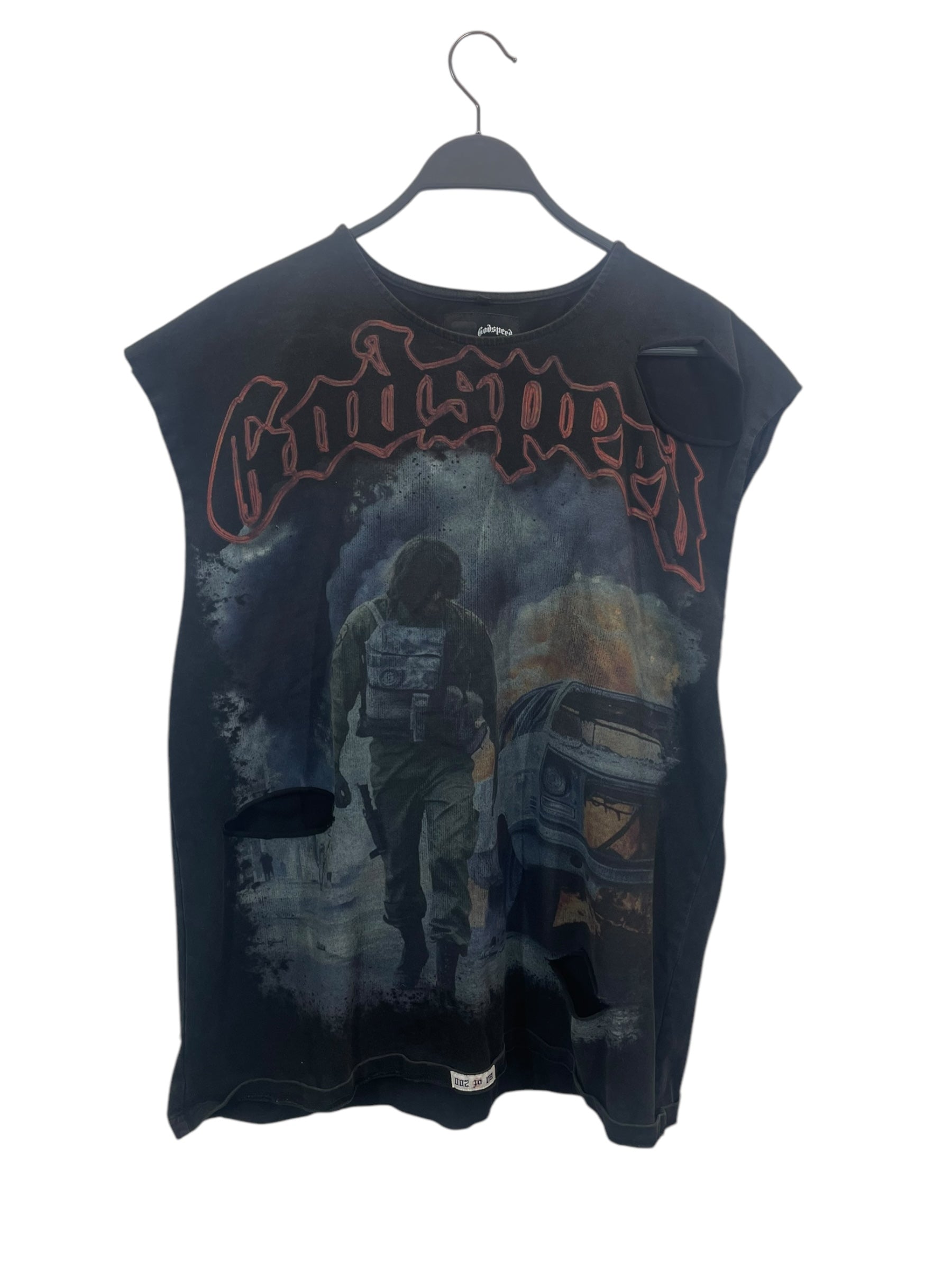 Godspeed/T-Shirt/M/Cotton/BLK/Graphic/Soldier Distressed Mussle Tee ...