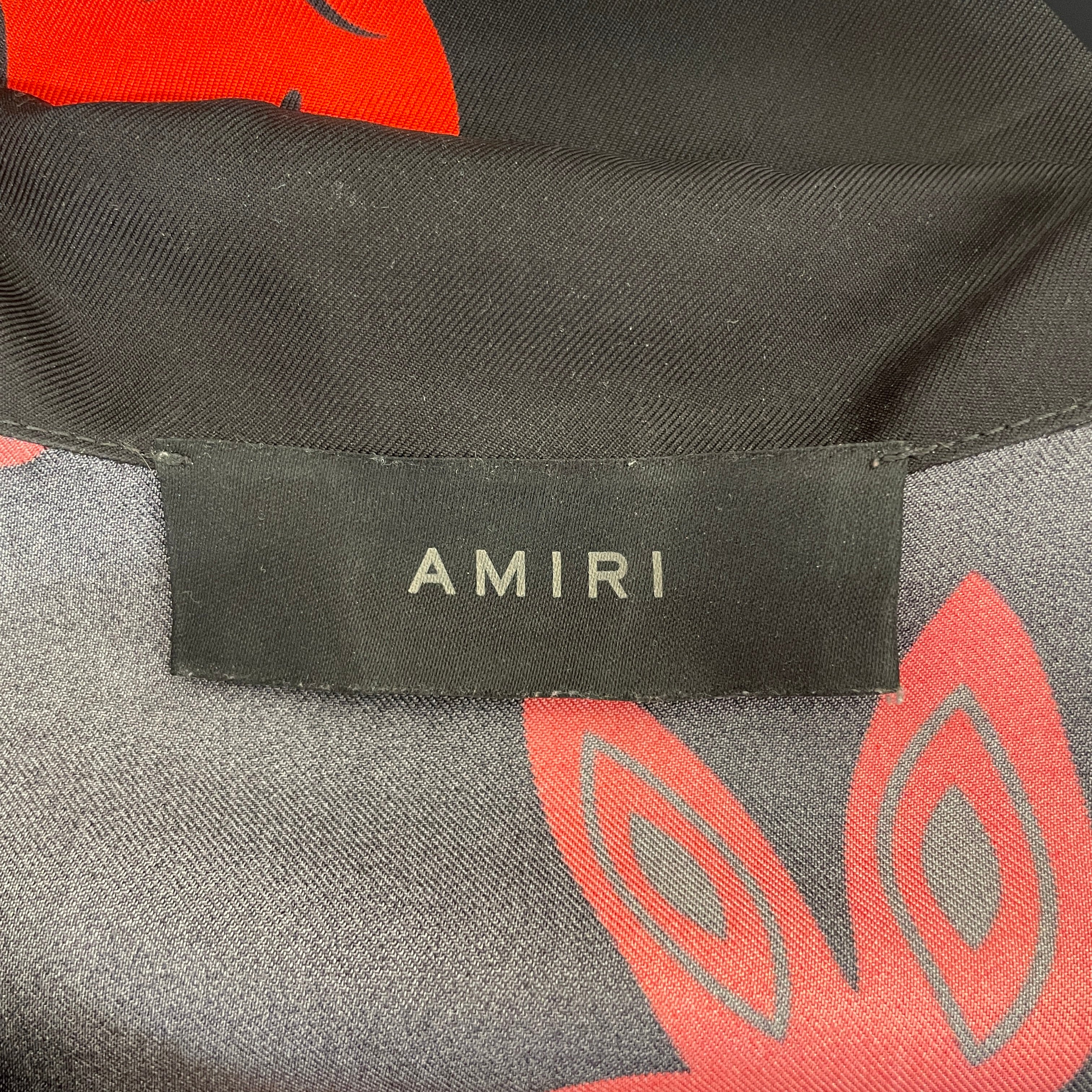 AMIRI/SS Shirt/XL/Tencel/BLK/All Over Print/Red Rabbit Bowling Shirt ...