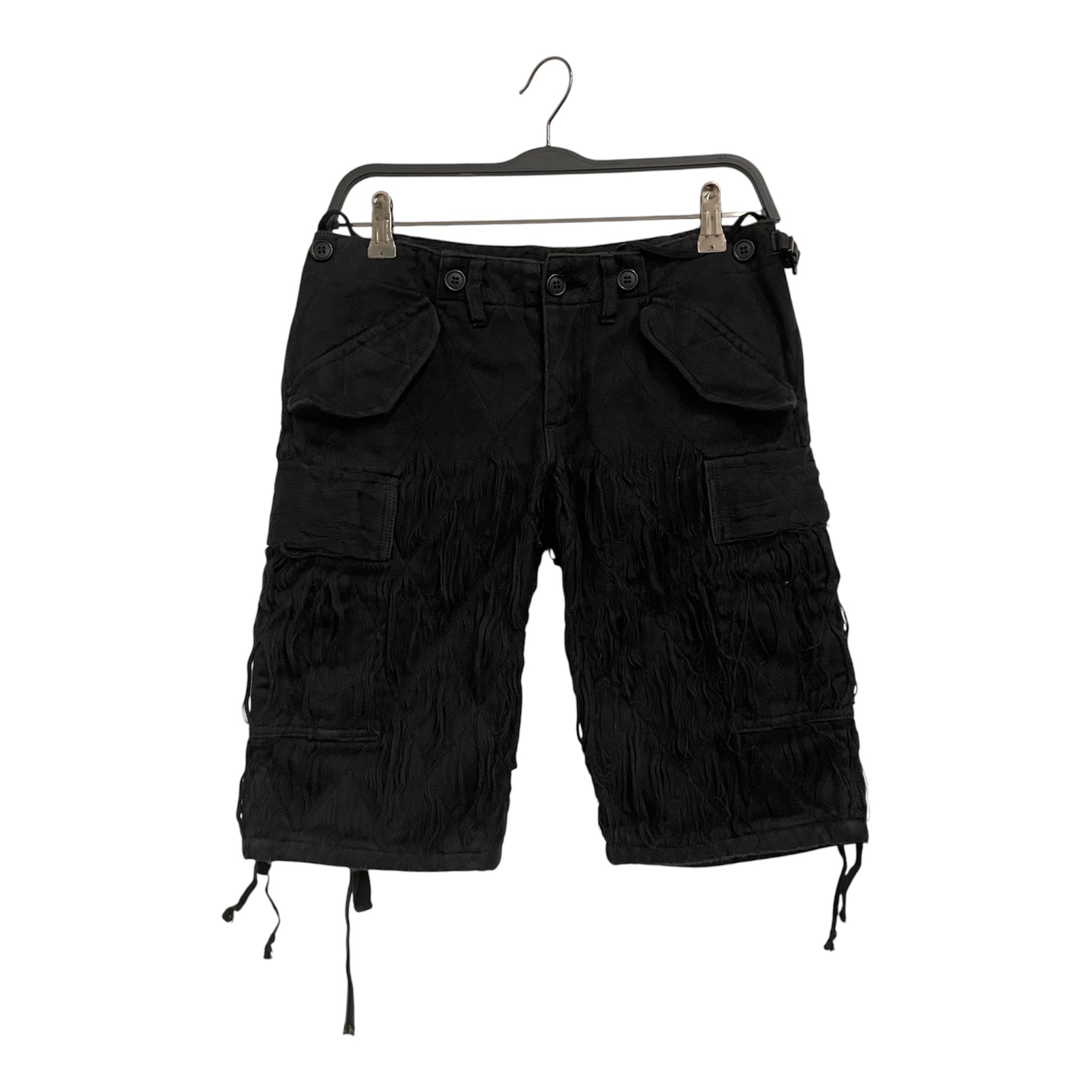 MIHARA YASUHIRO/Shorts/Cotton/BLK/Distressed/SHREDDED KNEE LENGTH JORT ...
