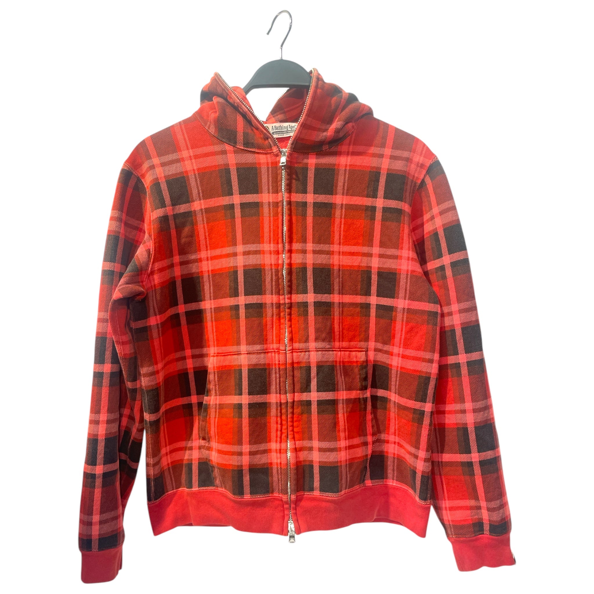 A BATHING APE/Zip Up Hoodie/M/Plaid/Cotton/RED/plaid bape hoodie – 2nd ...