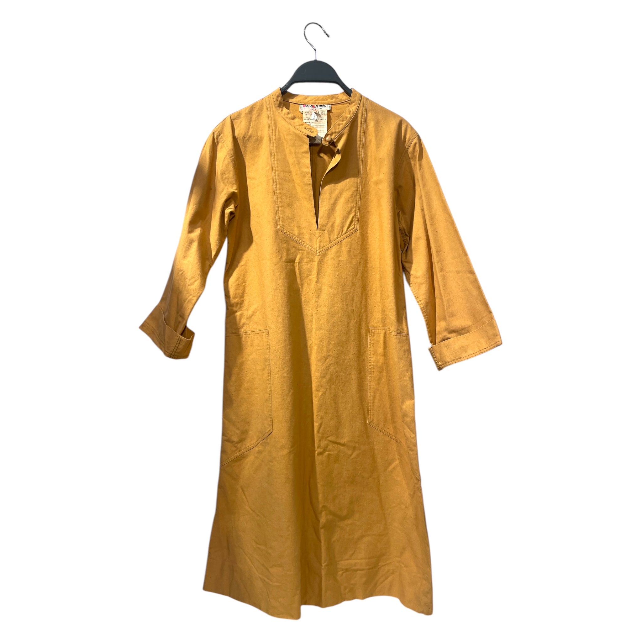 YVES SAINT LAURENT rive gauche/LS Dress/34/Cotton/YEL/Tunic Two Pocket ...